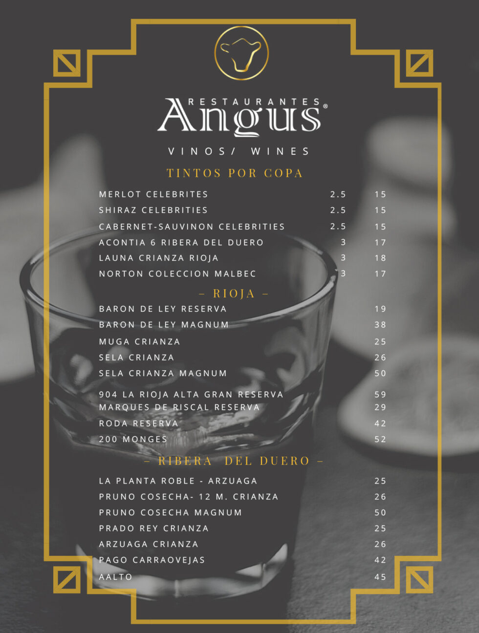 Menu - Restaurantes ANGUS-Playamar