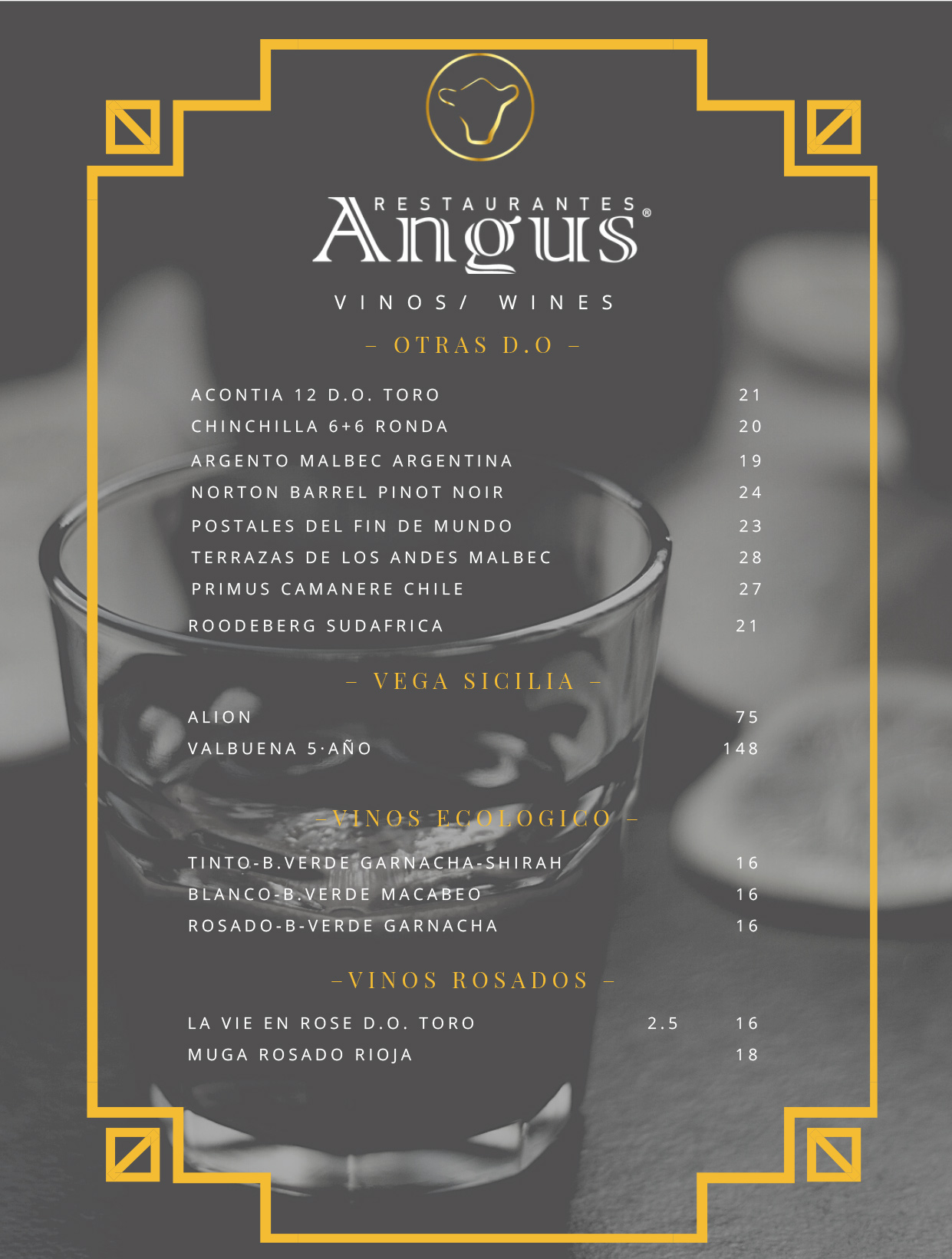 Menu - Restaurantes ANGUS-Playamar