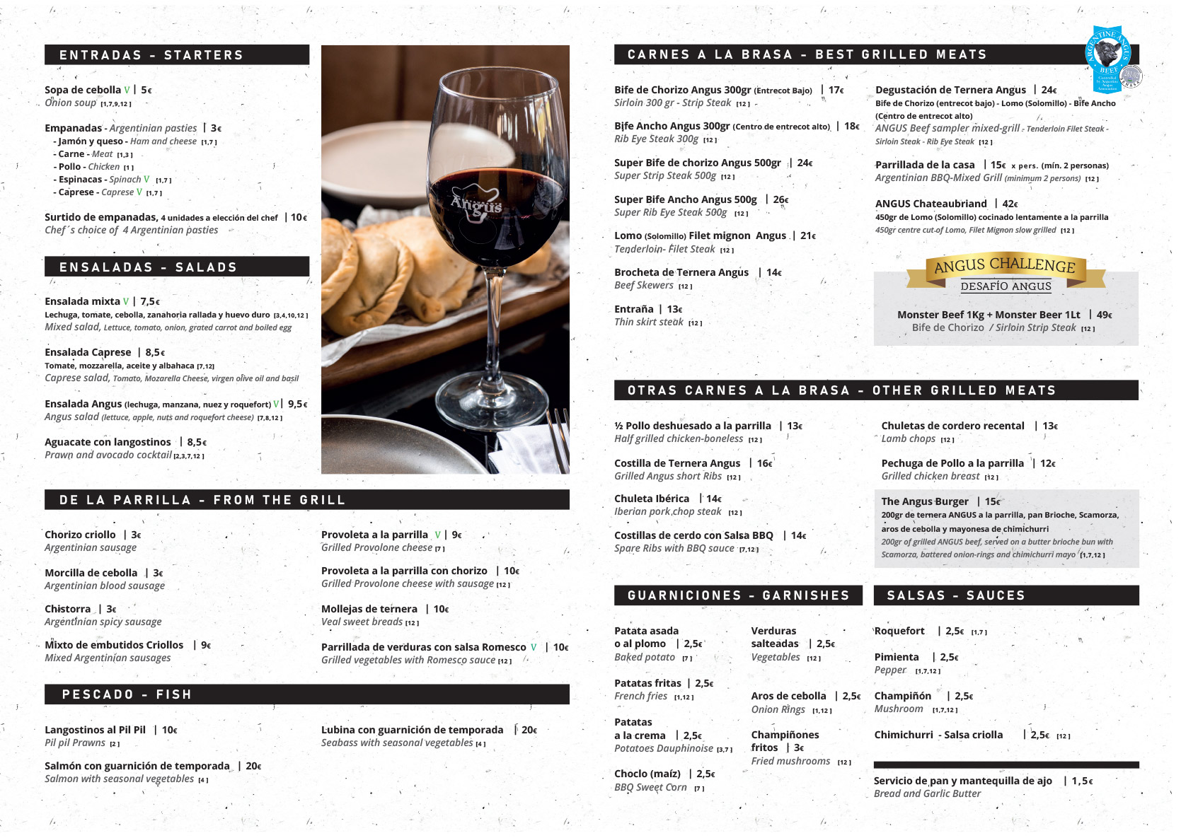 Menu - Restaurantes ANGUS-Playamar